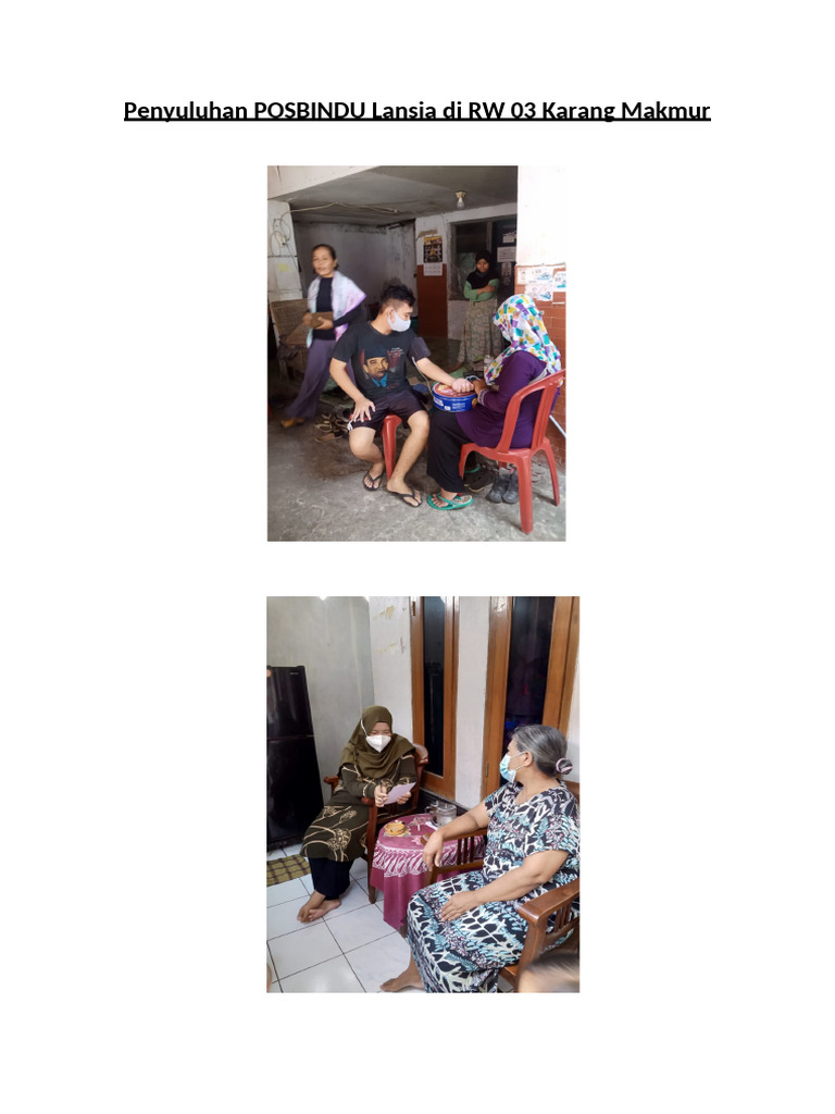 Penyuluhan POSBINDU Lansia Di RW 03 Karang Makmur | PDF