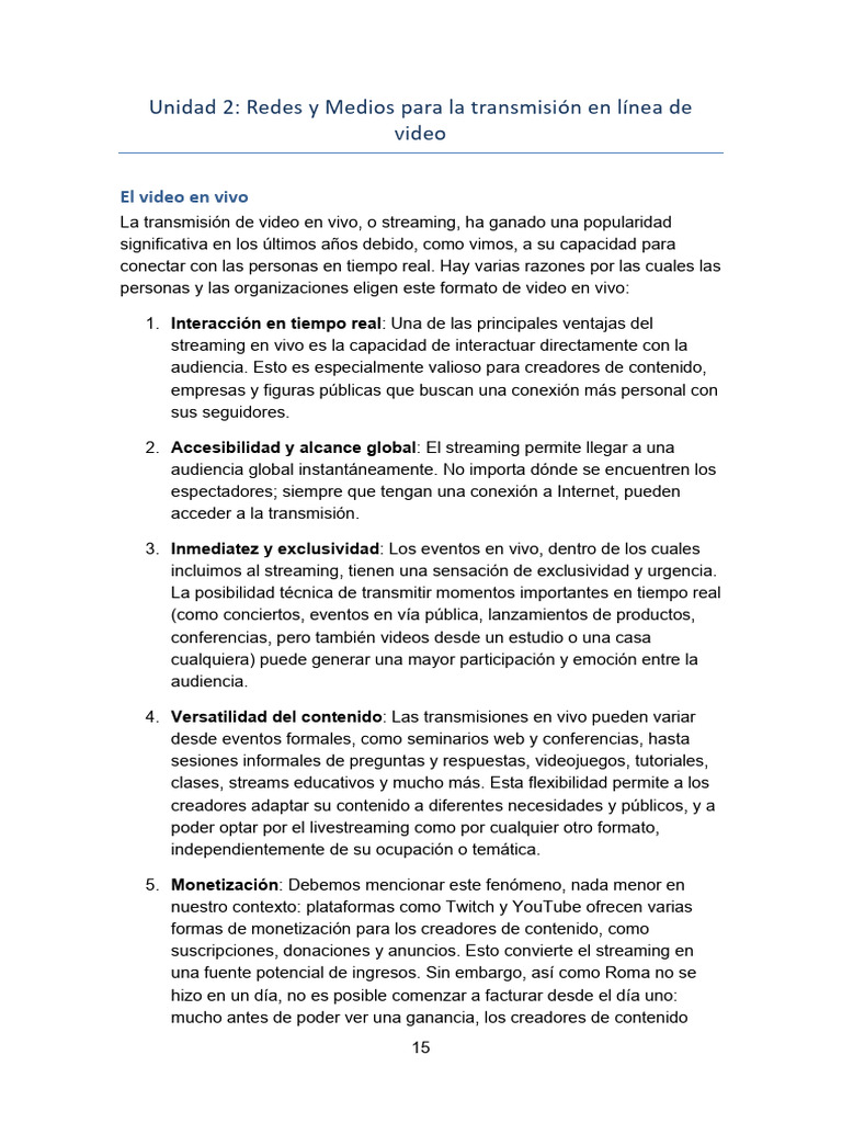Modulo 5 - El Lenguaje Del Livestreaming y El Video en Vivo en El Aula - Unidad 2 | PDF ...