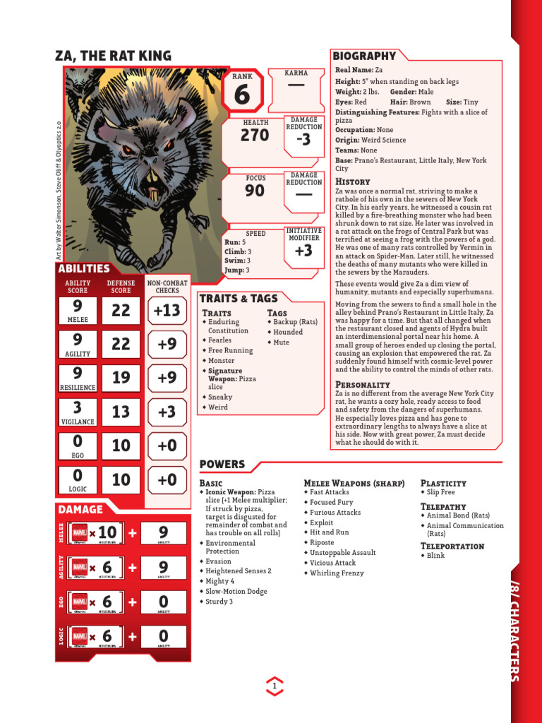 Za, The Rat King: Cosmic-Powered Rat Hero | PDF