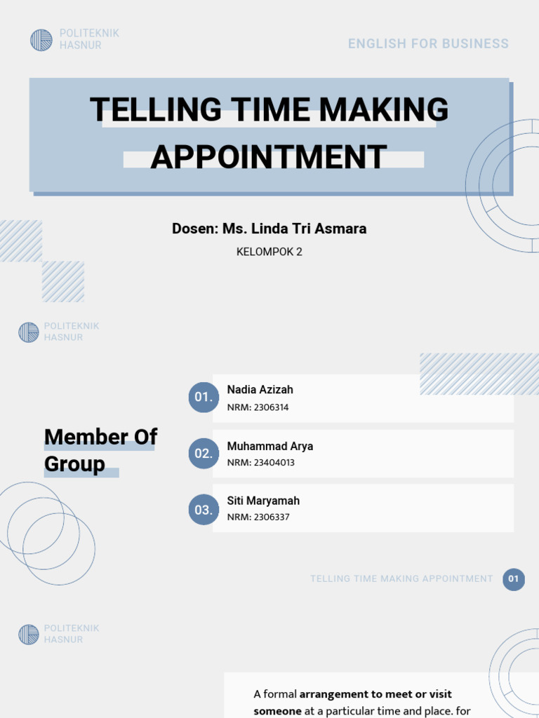 Telling Time-Making Appointment | PDF