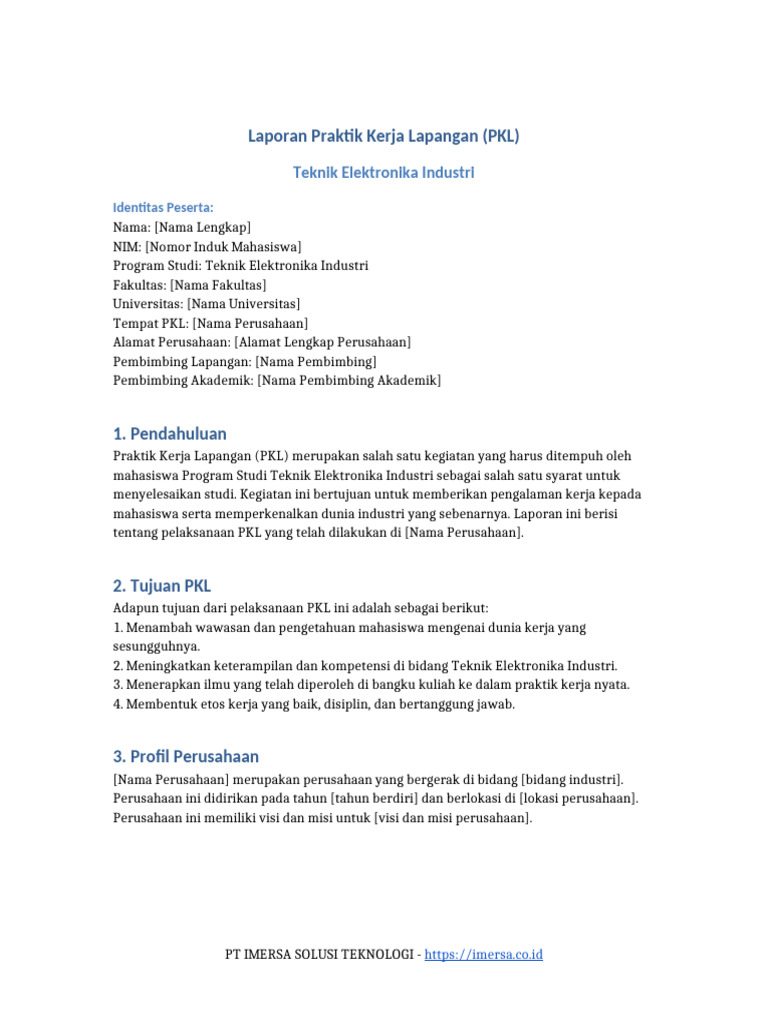 Contoh Laporan PKL Teknik Elektronika Industri | PDF