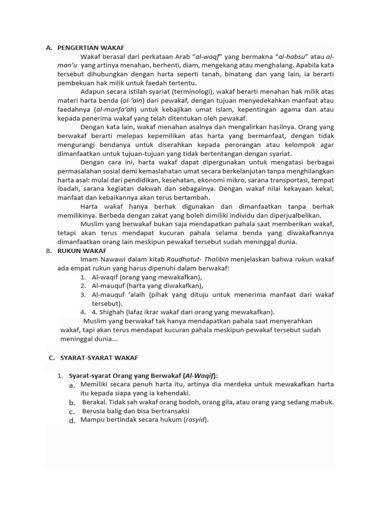 PENGERTIAN WAKAF | PDF