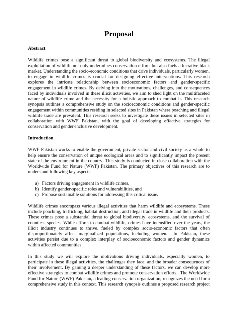 WWF_Proposal-_Rrevised_budget | PDF | Survey Methodology | Focus Group