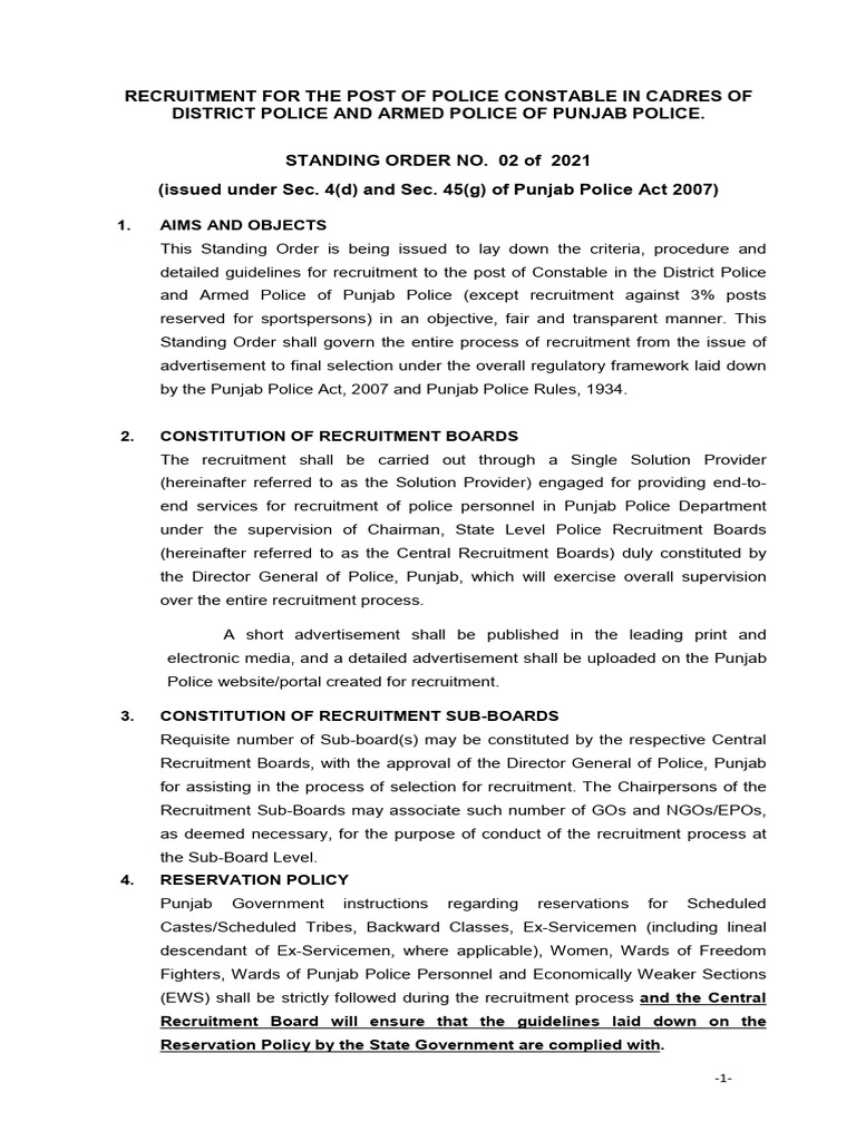 Punjab Police Constable Hiring | PDF | Identity Document | Crimes