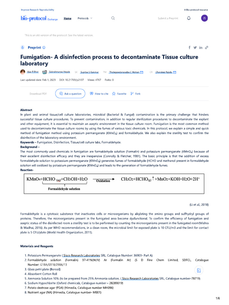 Fumigation Protocol | PDF
