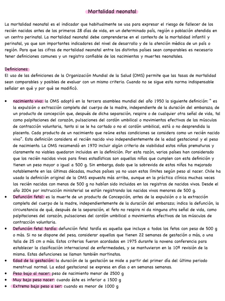 Mortalidad Neonatal | PDF | Feto | Infantes