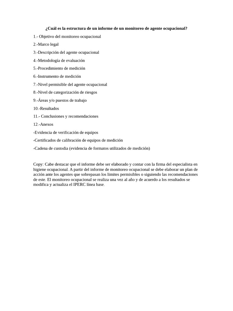 Cuál Es La Estructura de Un Informe de Un Monitoreo de Agente ...