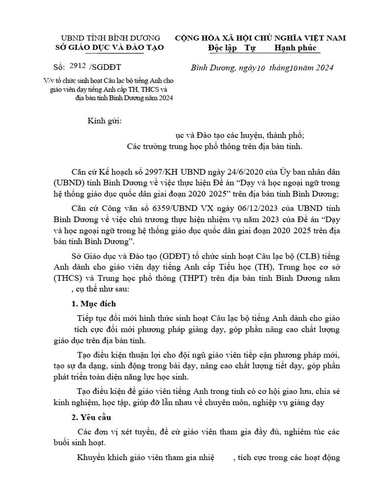 3877 - CV CLB TIENG ANH 2024 Signed - Singed Signed | PDF
