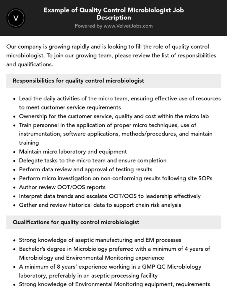 Quality Control Microbiologist v2 | PDF