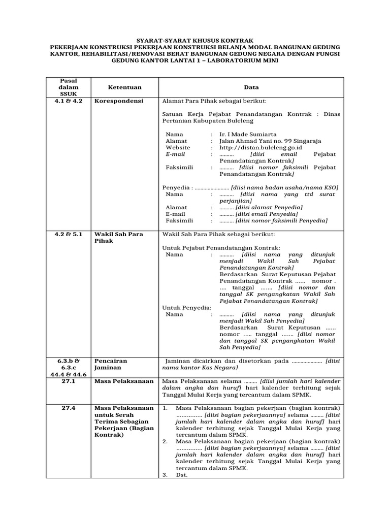 SSKK Pekerjaan Konstruksi Lumsum 2021 | PDF