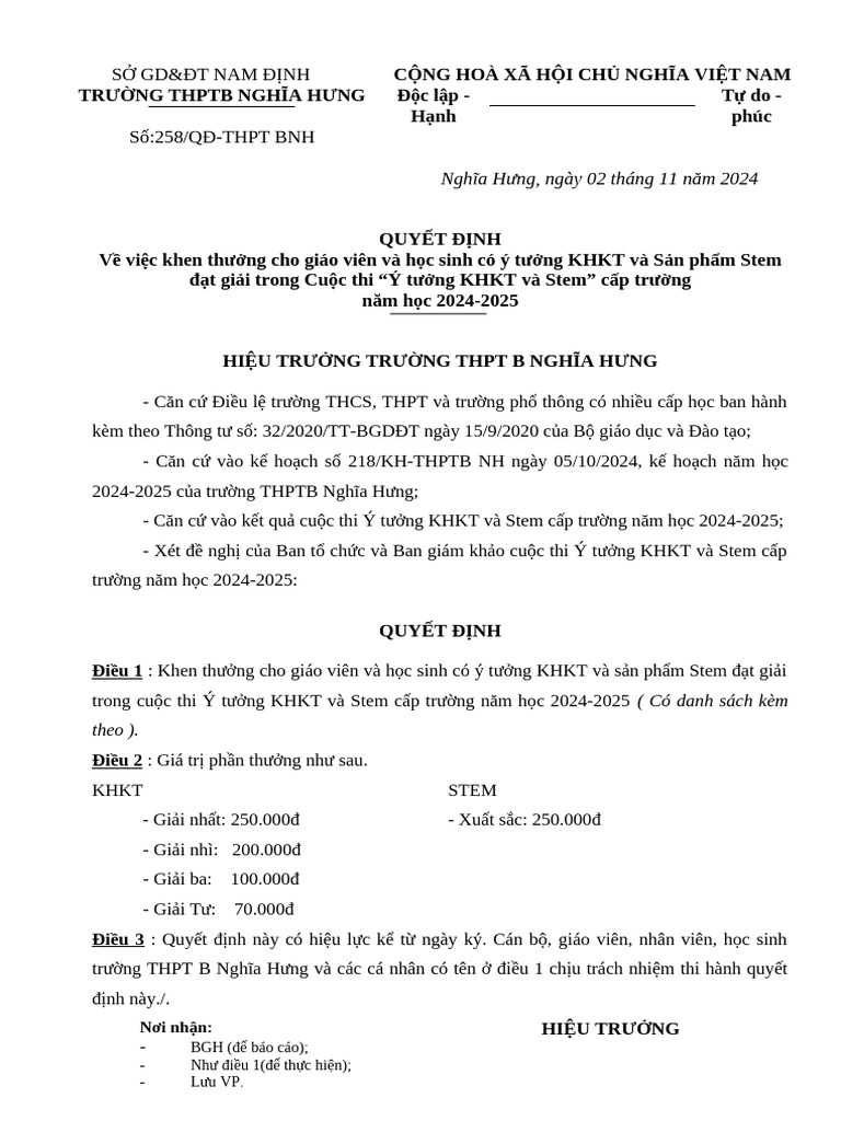 Quyet Dinh Khen Thuong | PDF