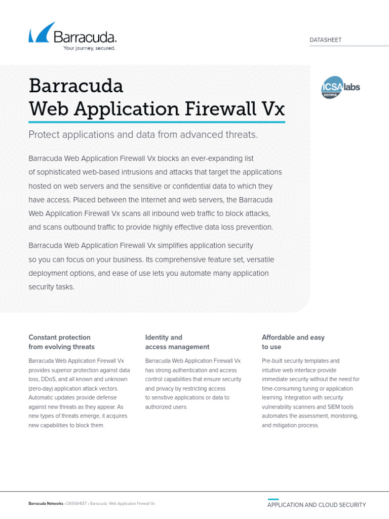 Barracuda Web Application Firewall Vx Overview | PDF | Security ...