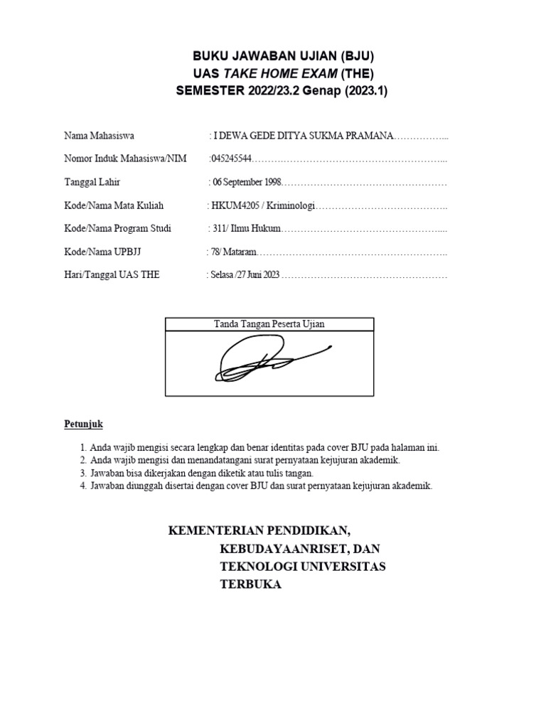 BJU - Umum, I DEWA GEDE DITYA SUKMA PRAMANA | PDF