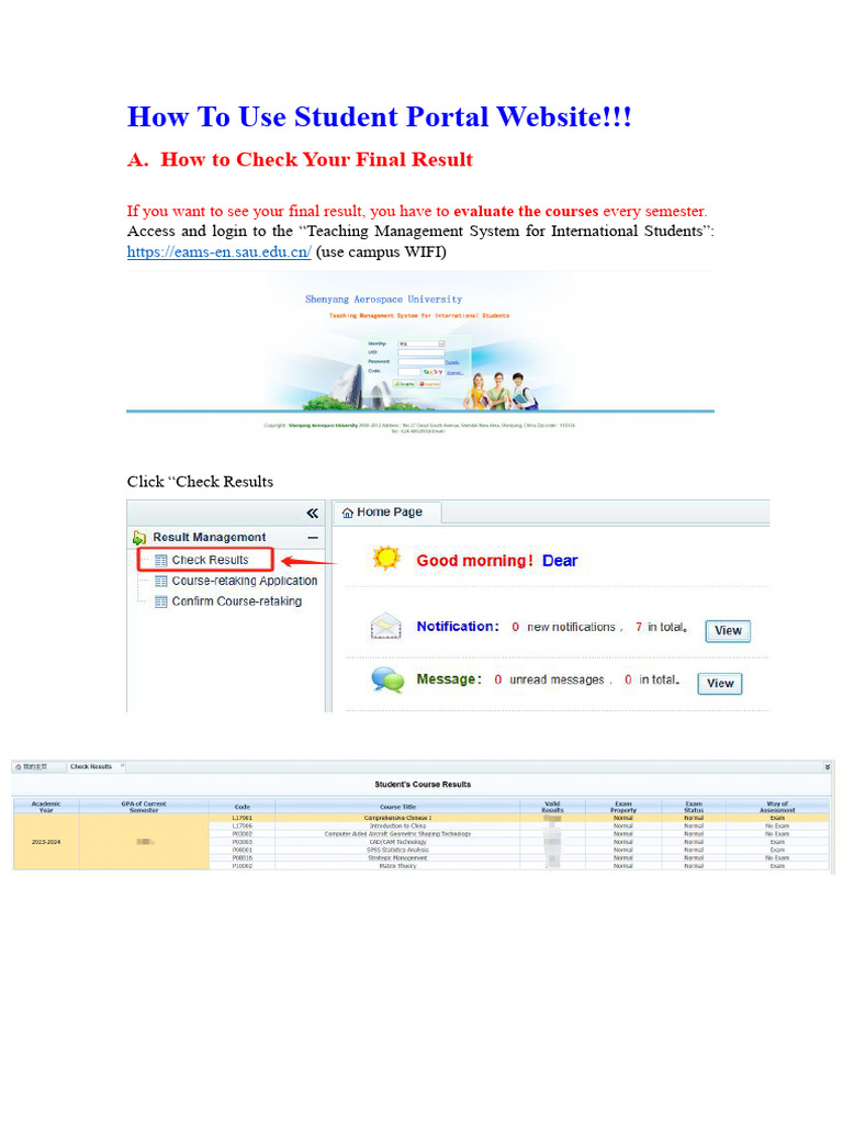 How To Use Student Portal Website | PDF