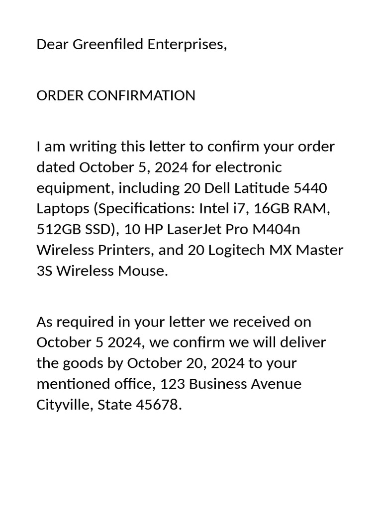 Order Confirmation | PDF