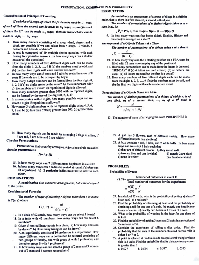 Permutation Combination Probability | PDF Permutation Combination Probability | PDF