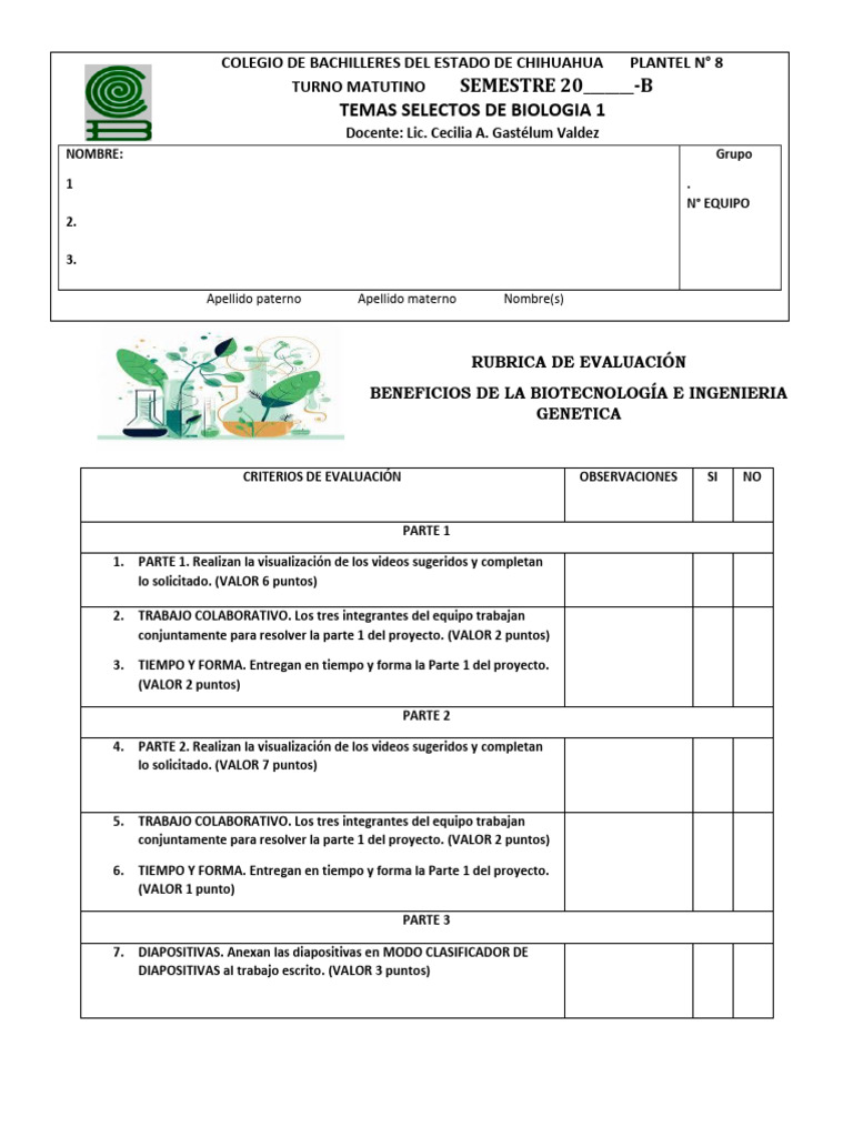 Rubrica Evaluaci-N Biotecnol-Expo | PDF
