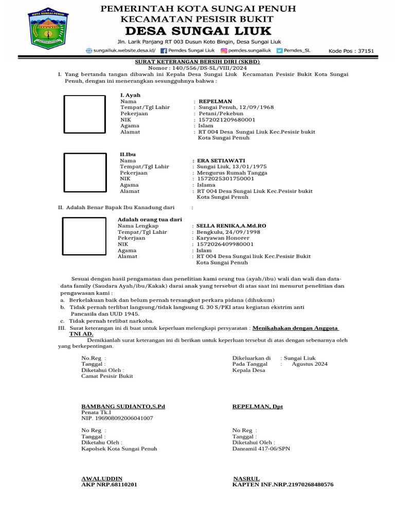Surat Keterangan Bersih Diri (SKBD) | PDF