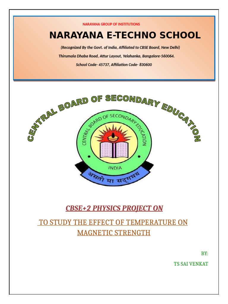 Sai Venkat Physics Project | PDF | Ferromagnetism | Magnetism