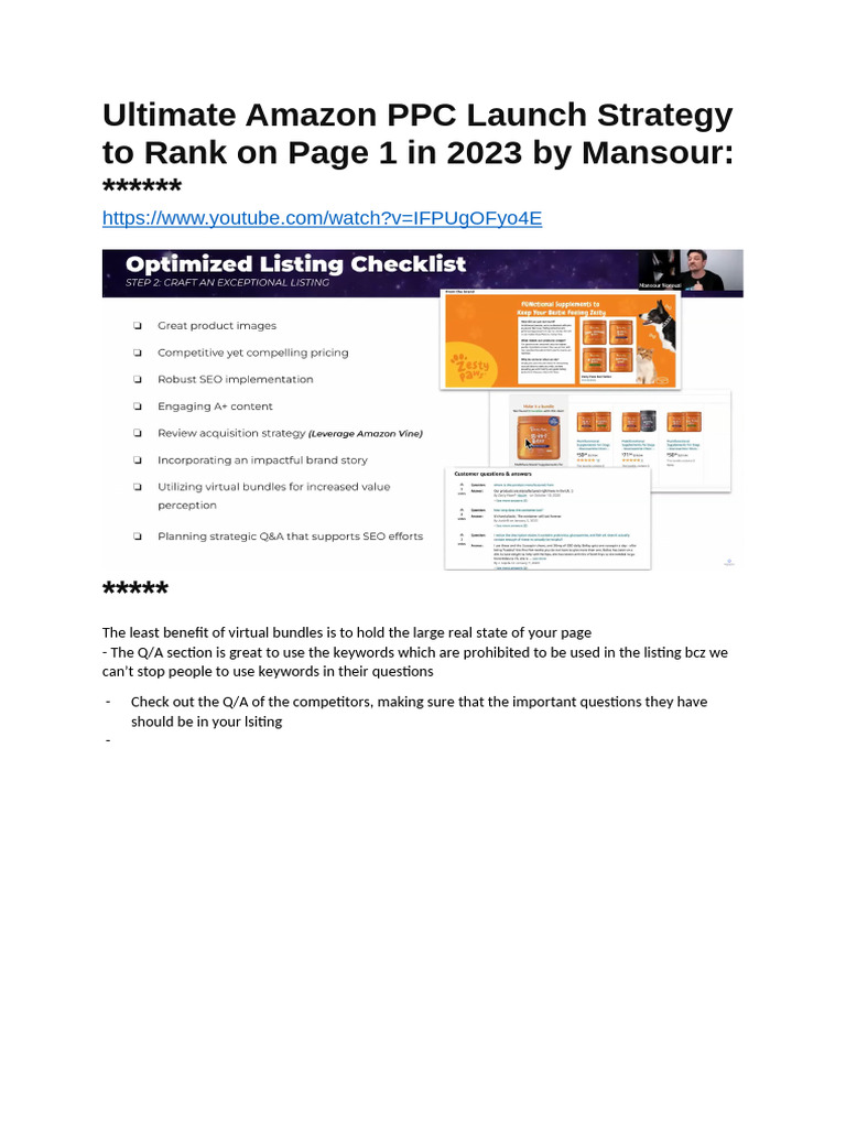 Ultimate Amazon PPC Launch Strategy To Rank On Page 1 in 2023 by Mansour | PDF