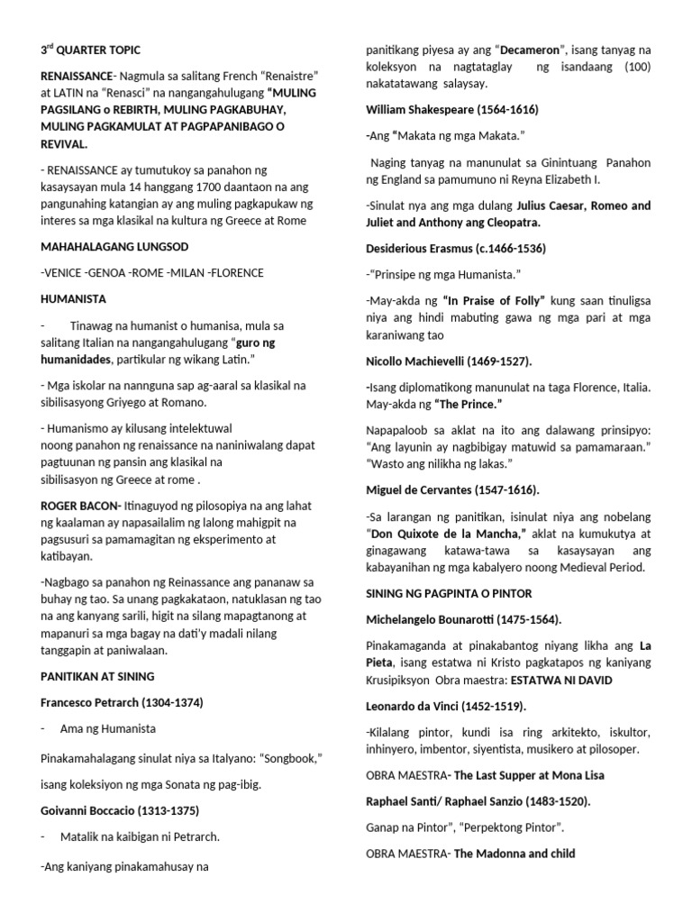 Q3 Renaissance Lecture | PDF