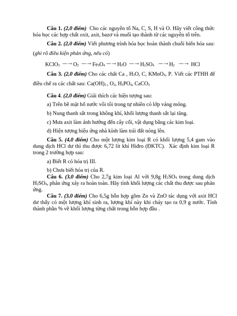 Bai Tap Tong Hop Nang Cao Hoa 8-2 | PDF