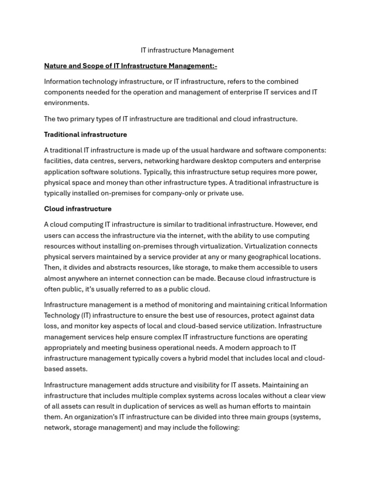 IT Infrastructure Management | PDF | Cloud Computing | Computer Network