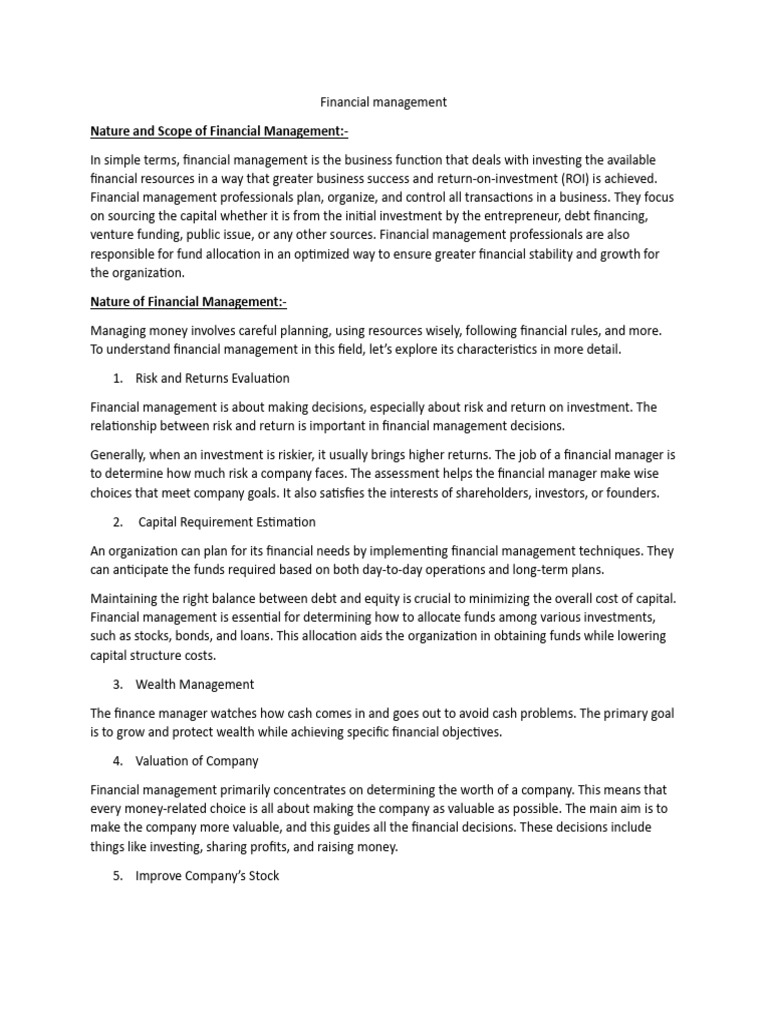 Financial Management | PDF | Capital Structure | Risk