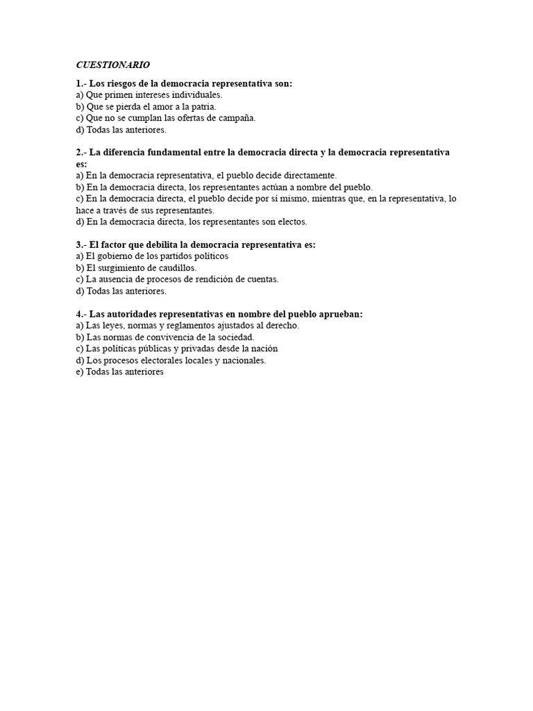 CUESTIONARIO 2do Trm. 2do Bachillerato | PDF