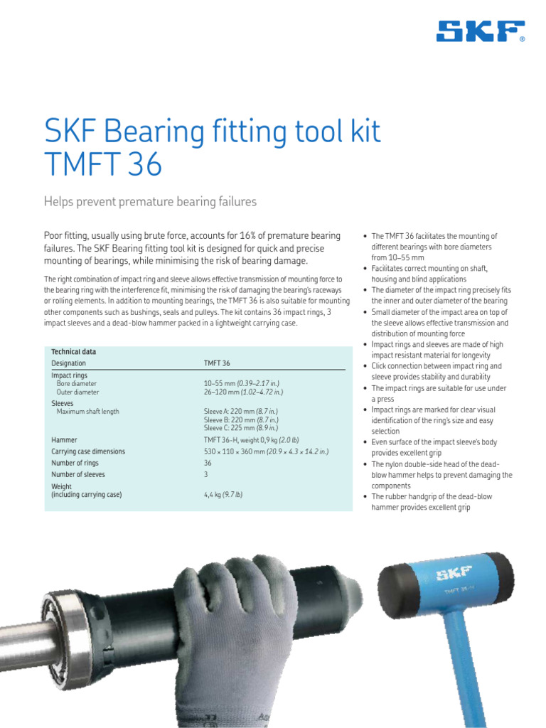 SKF Bearing Fitting Tool Kit TMFT 36 | PDF | Bearing (Mechanical ...