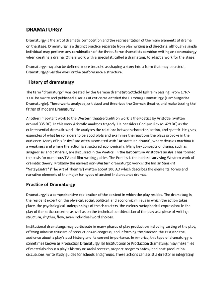Dramaturgy | PDF | Theatre | Entertainment (General)