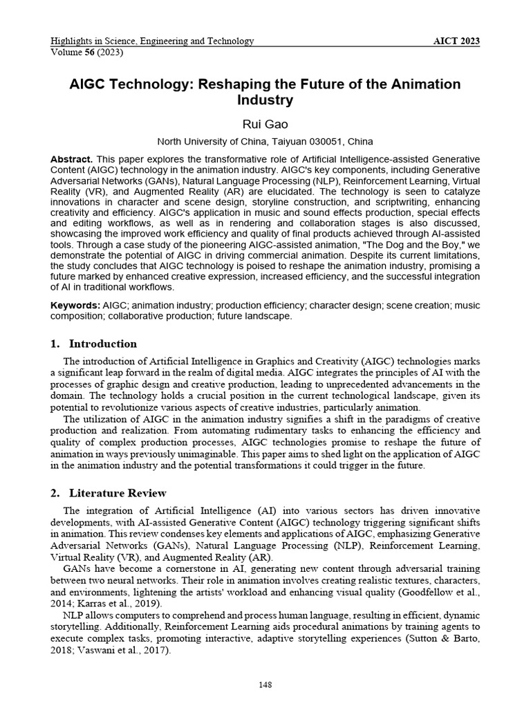 AIGC Technology: Reshaping The Future of The Animation Industry | PDF | Artificial Intelligence ...