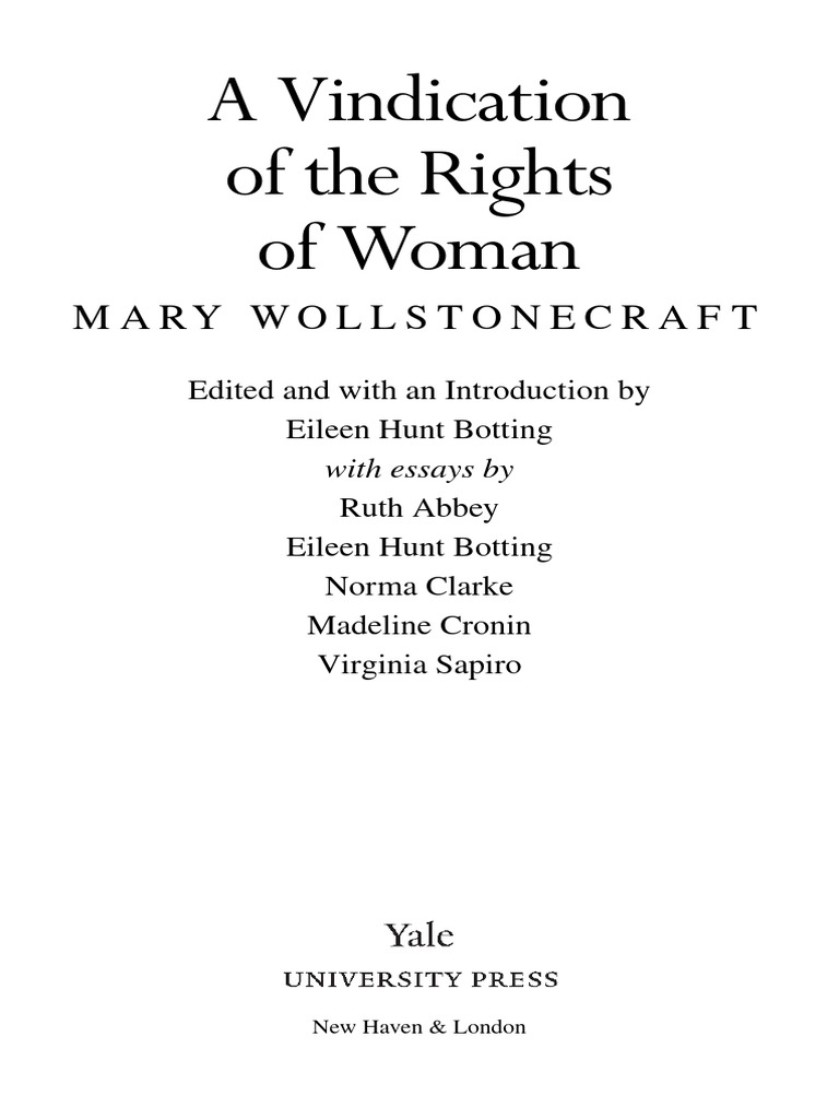 Wollstonecraft Chapters A Vindication of The Rights of Woman | PDF ...