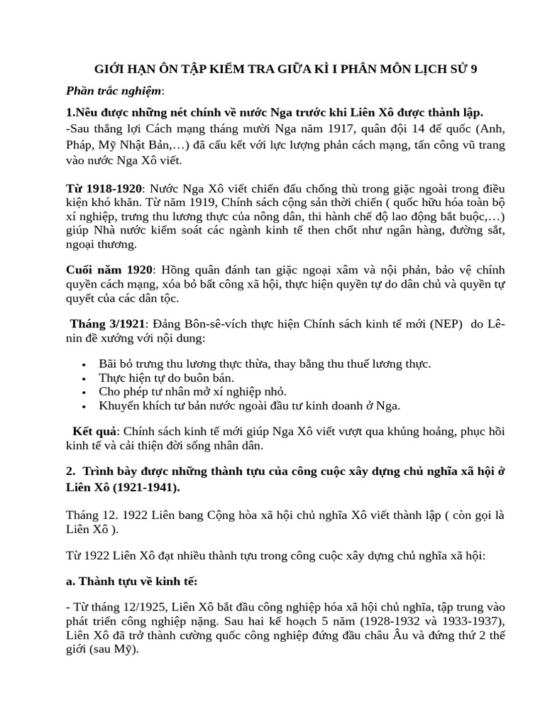 SOẠN-ĐỀ-CƯƠNG-SỬ-9-GKI 2 | PDF