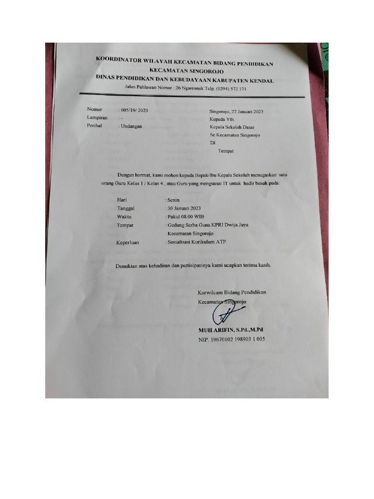 Undangan Rapat Dinas | PDF