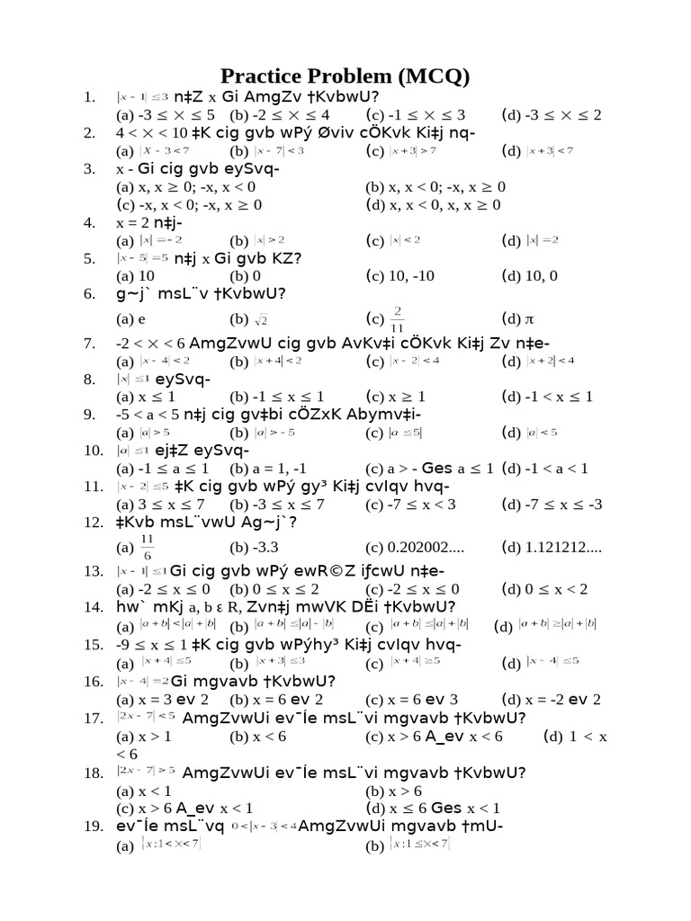 Practice Problem (MCQ) 18.09.2021 | PDF