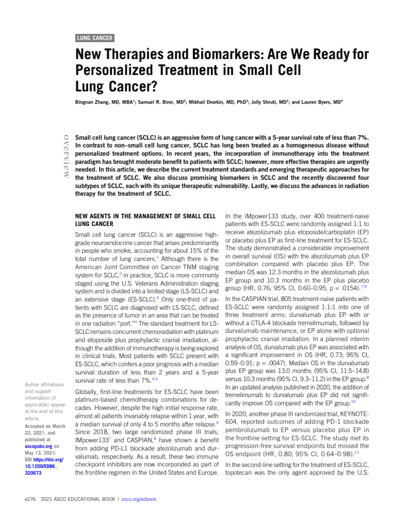 Et Al 2021 New Therapies and Biomarkers Are We Ready For Personalized ...