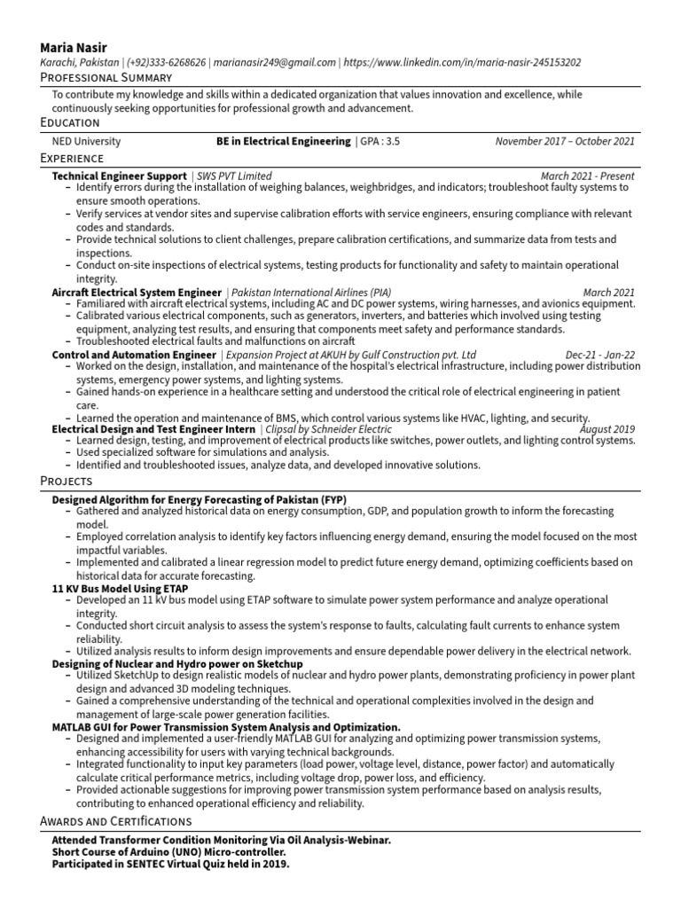 MARIA CV | PDF | Electric Power Transmission | Forecasting