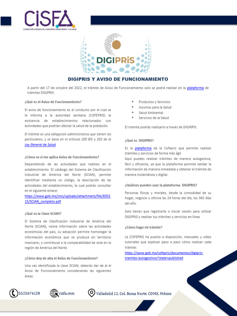 Digipris y Aviso de Funcionamiento | PDF