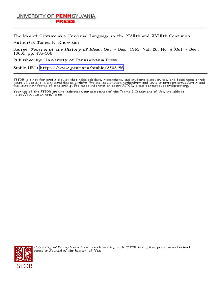 Gesture as Universal Language in History | PDF | Gesture | Human ...