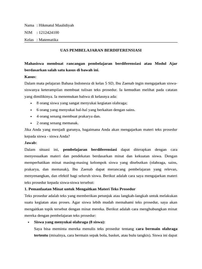 Kerangka Modul Ajar PB - UAS PB | PDF