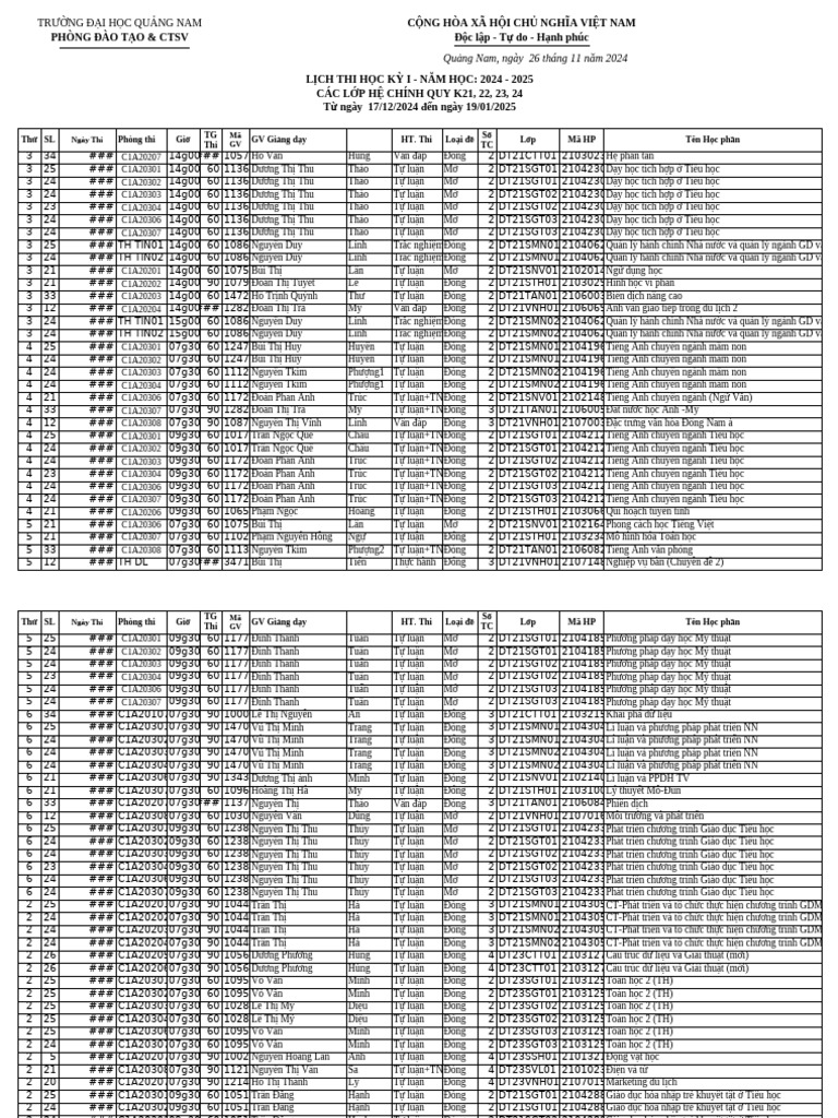 2024 Lich Thi 2611 | PDF