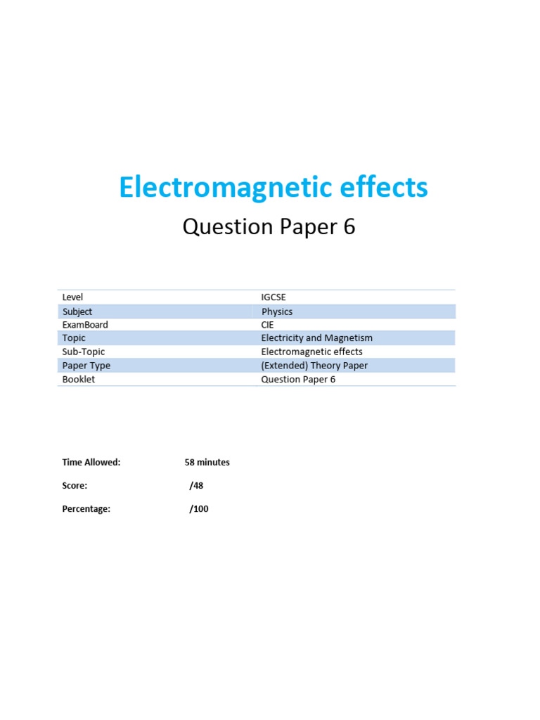 46.6-Electromagnetic Effects-Cie Igcse Physics Ext-Theory-Qp | PDF ...