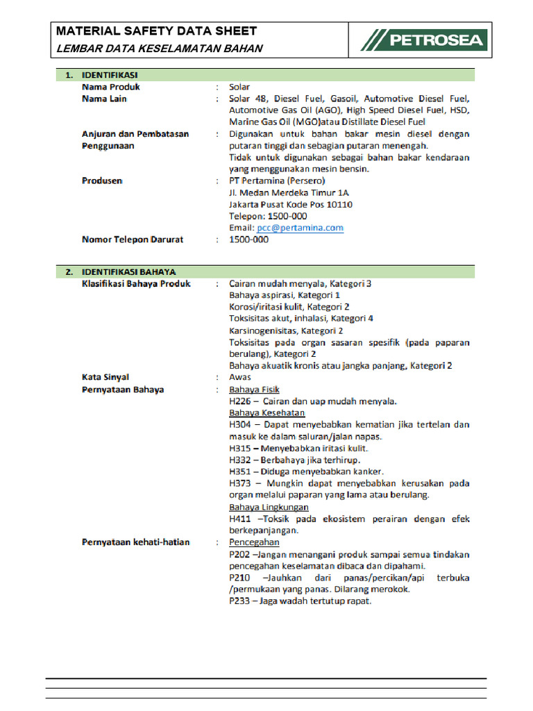 Material Safety Data Sheet (Solar) | PDF | Environmental Protection ...