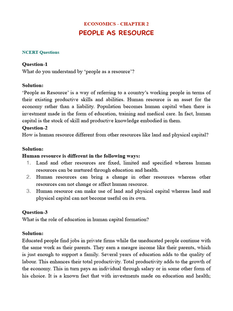 Chapter 2 - People As Resource | PDF | Human Capital | Unemployment