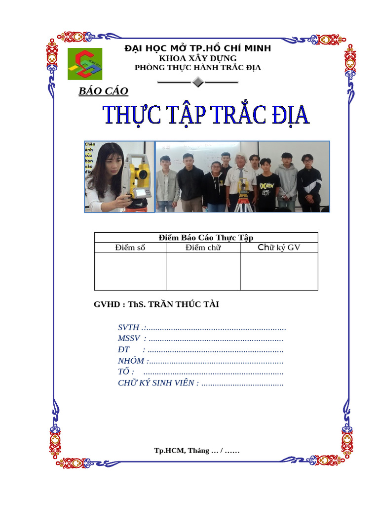 05-Mau BIA Bao Cao Thuc Tap Trac Dia - 2023 | PDF