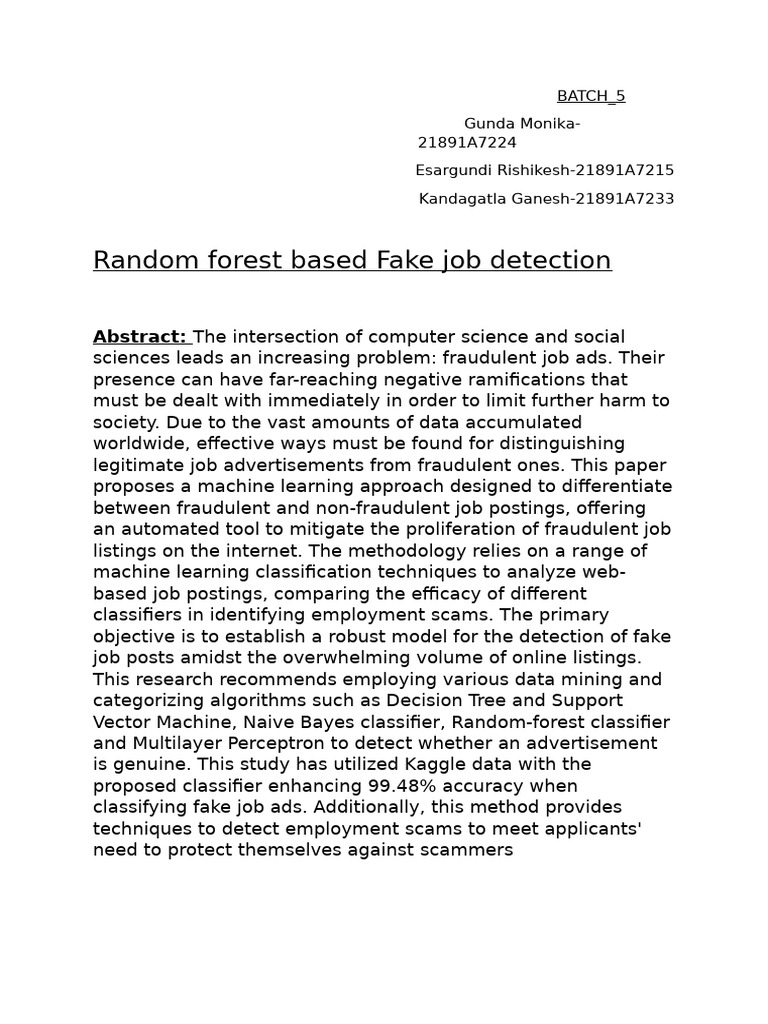 Fake Job Detection | PDF