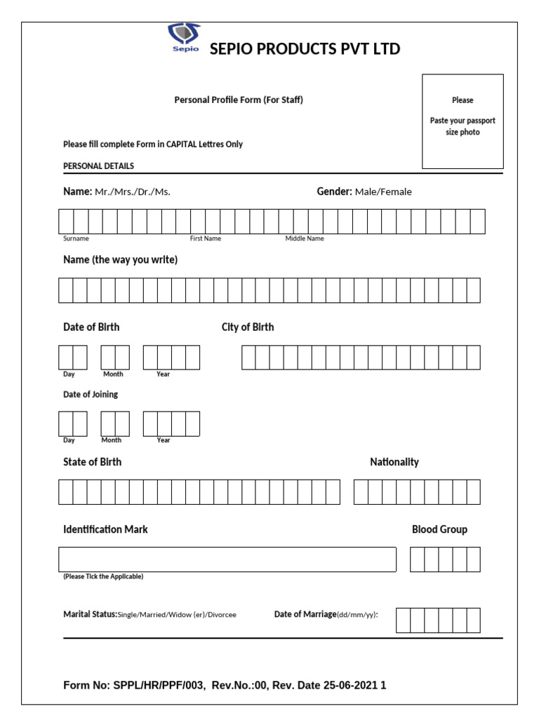 Staff Profile Form for SEPIO Products | PDF | Social Institutions | Justice