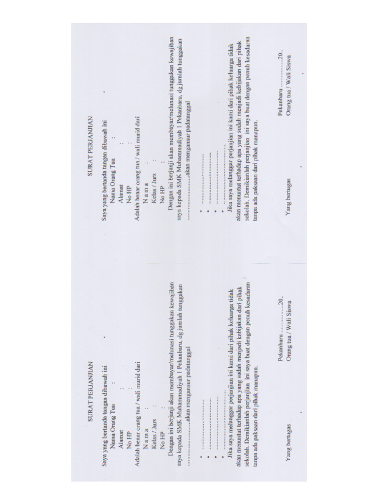 Blangko Surat Perjanjian Tunggakan-1 | PDF