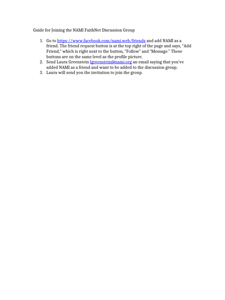 Guide For Joining The NAMI FaithNet Discussion Group 1 | PDF